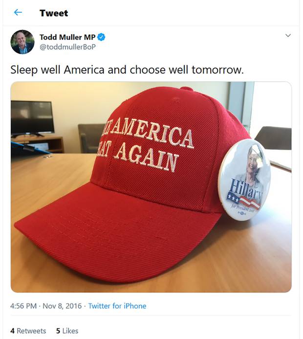 National leader Todd Muller backtracks on 'MAGA' hat - won't display it ...