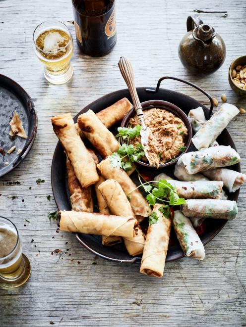 Recipe: Pork and cabbage spring rolls with peanut pineapple dipping ...